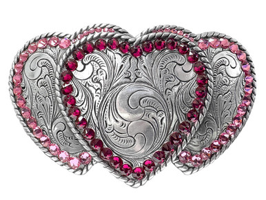 Western Antique Triple Hearts Ladies Cowgirl Rhinestone Crystal Belt ...
