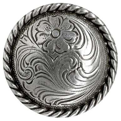 F9819 SRTP Antique Western Floral Rope Edge Engraved Concho Screwback