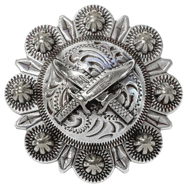 FA6546 LASRP Antique Silver Western Engraved Crossed Knife Berry Concho ...