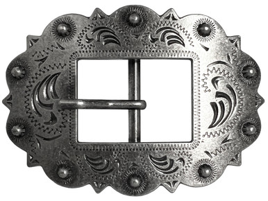 LL2275 OS Bridle Headstall Center Bar Buckle Fits ¾" to 1" Wide Belt Strap (Old Silver) - Conchos