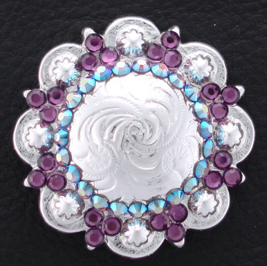 Smoked Topaz AB and Amethyst Rhinestone Concho - Conchos