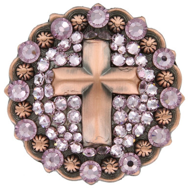 Light Amethyst Rhinestone Crystal Cross Berry Concho - Conchos