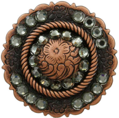 Black Diamond Copper Center Rope Rhinestone Concho - Conchos