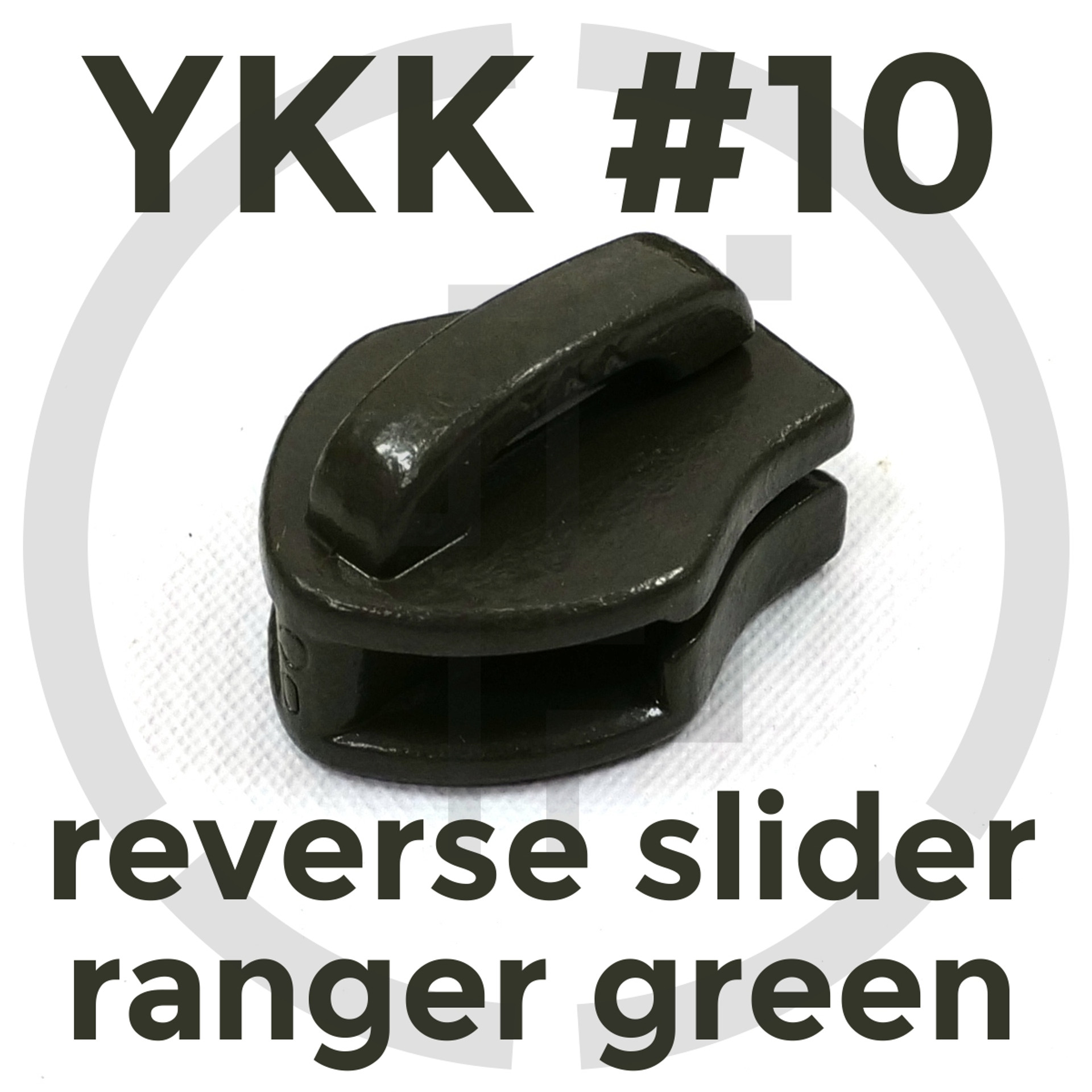#10 YKK matte ranger green reverse zipper slider whiskey two four