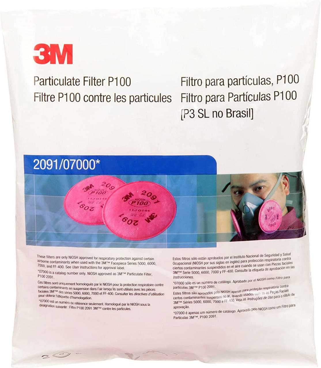 3M 2091 P100 Particulate Filter (2 Pair ) 2091