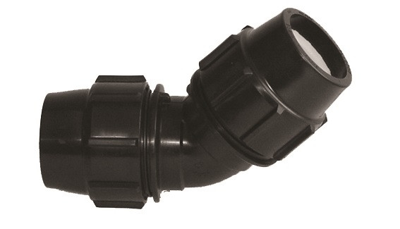63mm Metric Poly Elbow - 45 Degree - Plasson Metric Poly Pipe ...