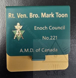 A.M.D Name Badge with Jewel Hanger and raised metal emblem - Masonic ...