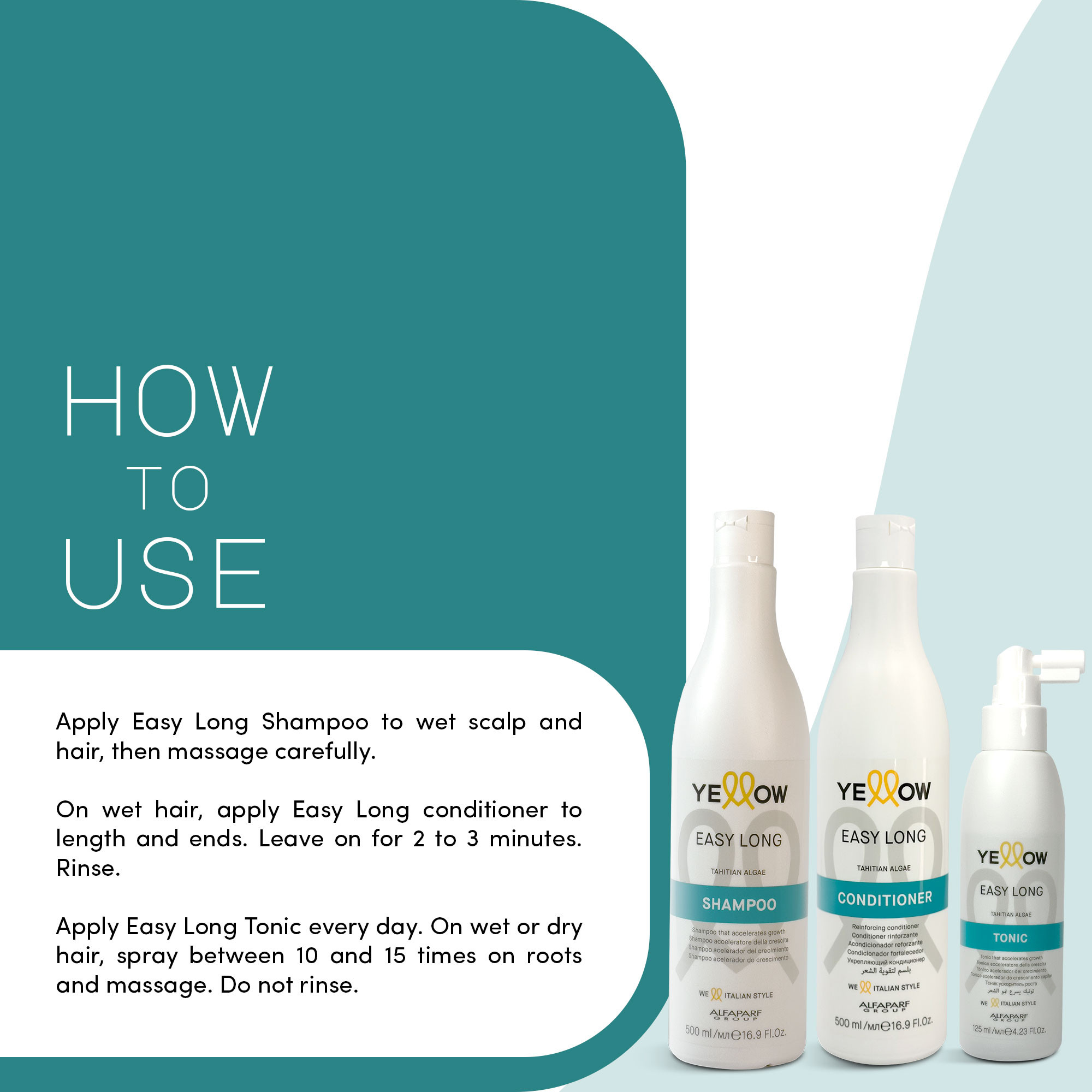 Kit Alfaparf Shampoo Conditioner Tonic Yellow Easy Long Tahitian Algae ...