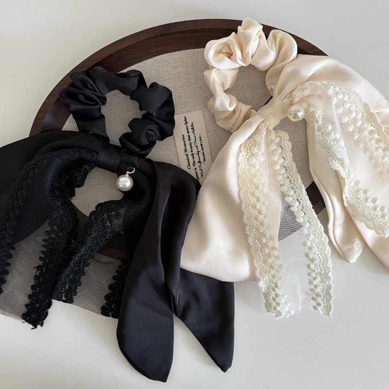 Silk and Lace Scrunchie Hair Ties - Double Header USA