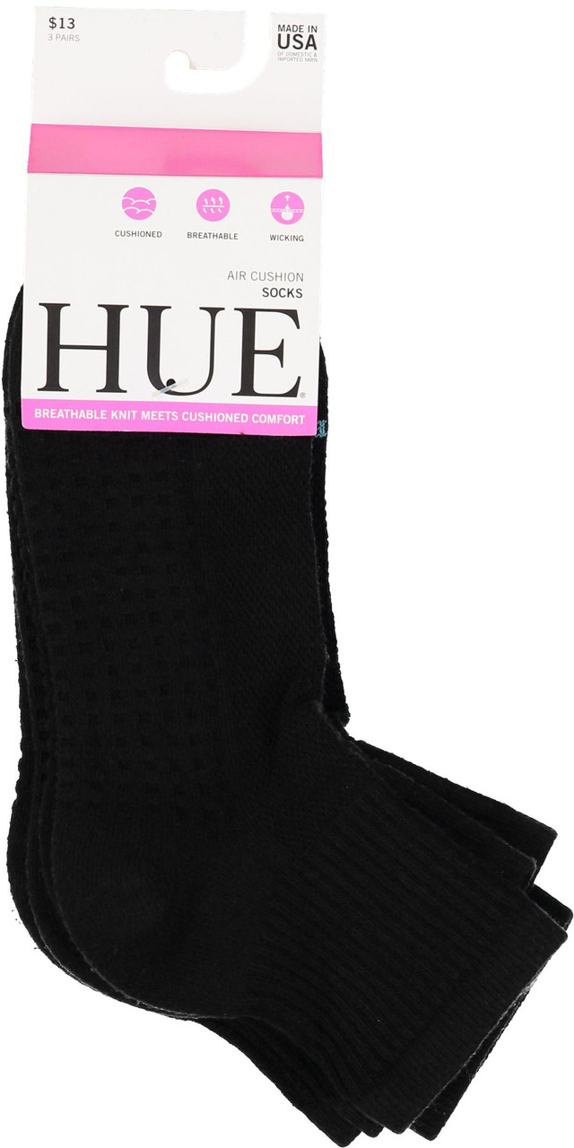 Hue Womens Air Cushion Mini Crew Socks - U12802 - Double Header USA