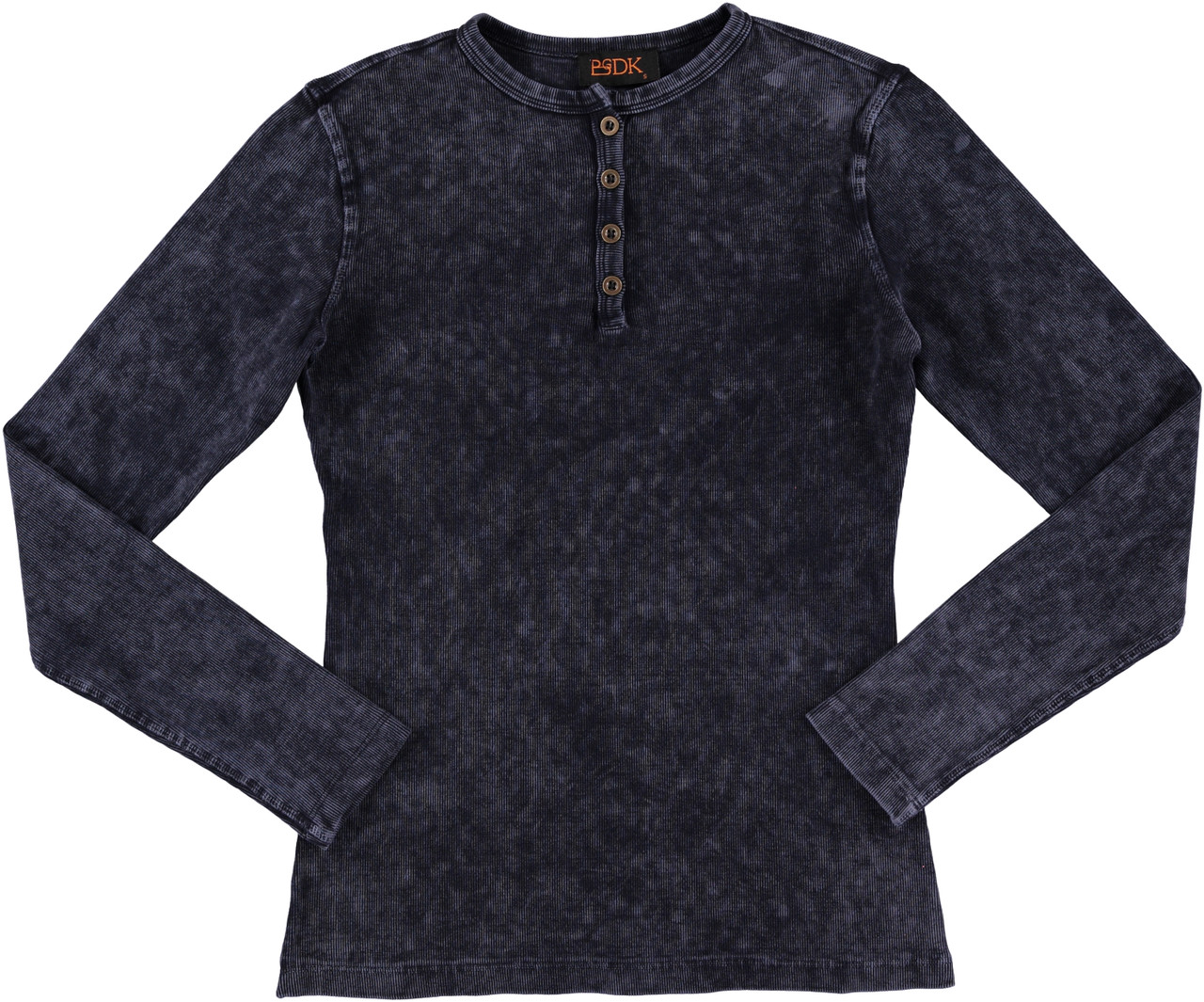 Women's Thin Rib Stonewash L/S Henley - Double Header USA