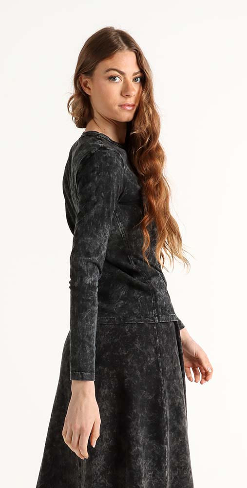 Women's Thin Rib Stonewash L/S Henley - Double Header USA