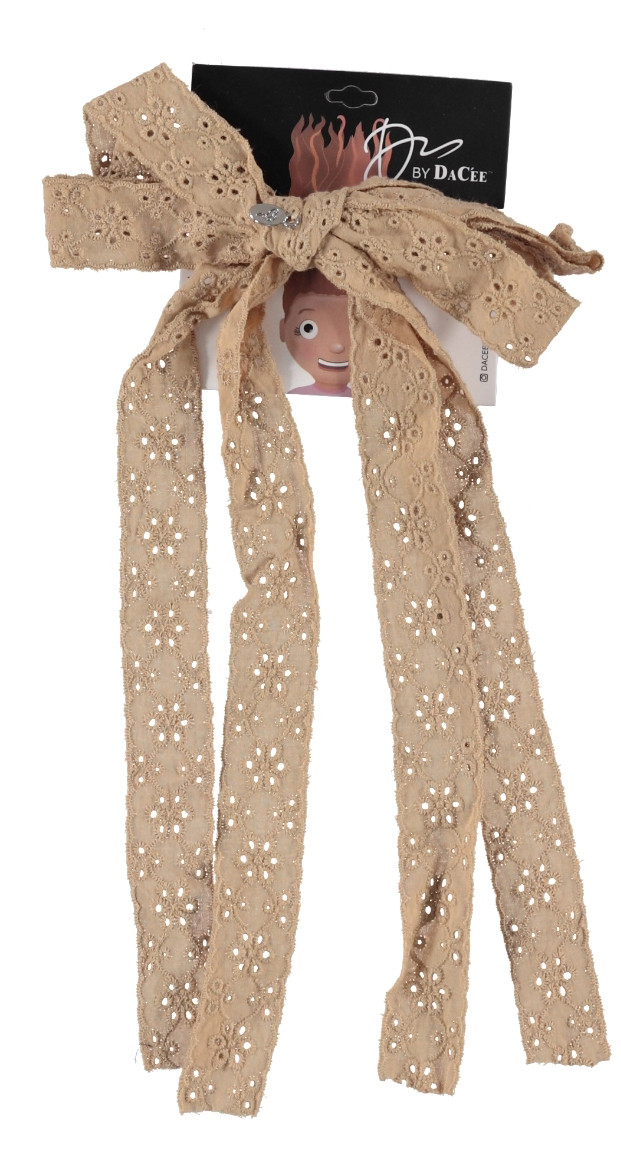 Girls Eyelet Ribbon Bow Medium Clip - Double Header USA