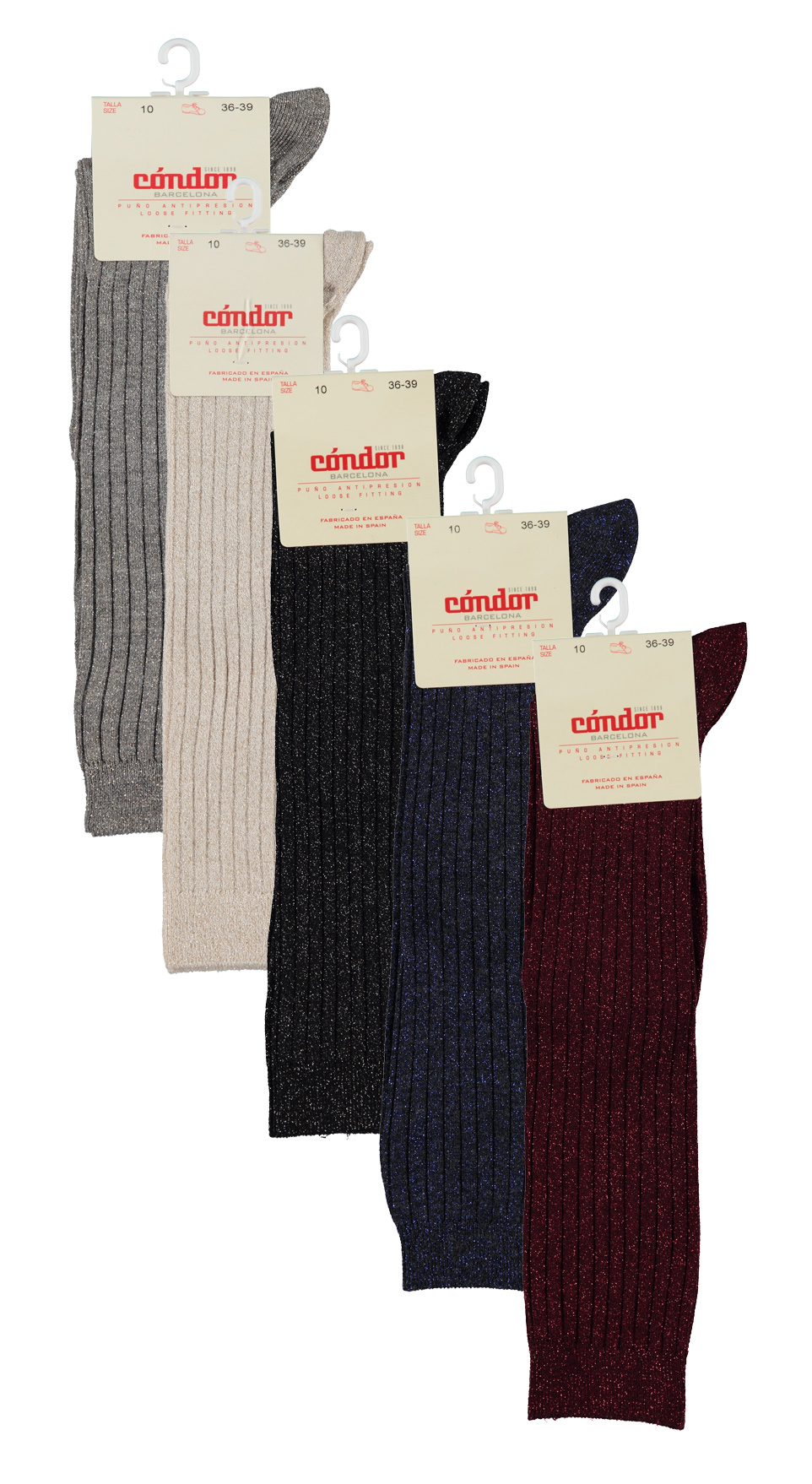 Condor Girls Lurex Ribbed Knee Socks - 3220/2 - Double Header USA