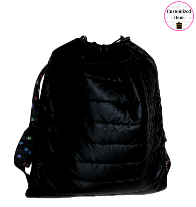 Top Trenz Metallic Puffer Drawstring Sling Backpack with w/ Scatter ...