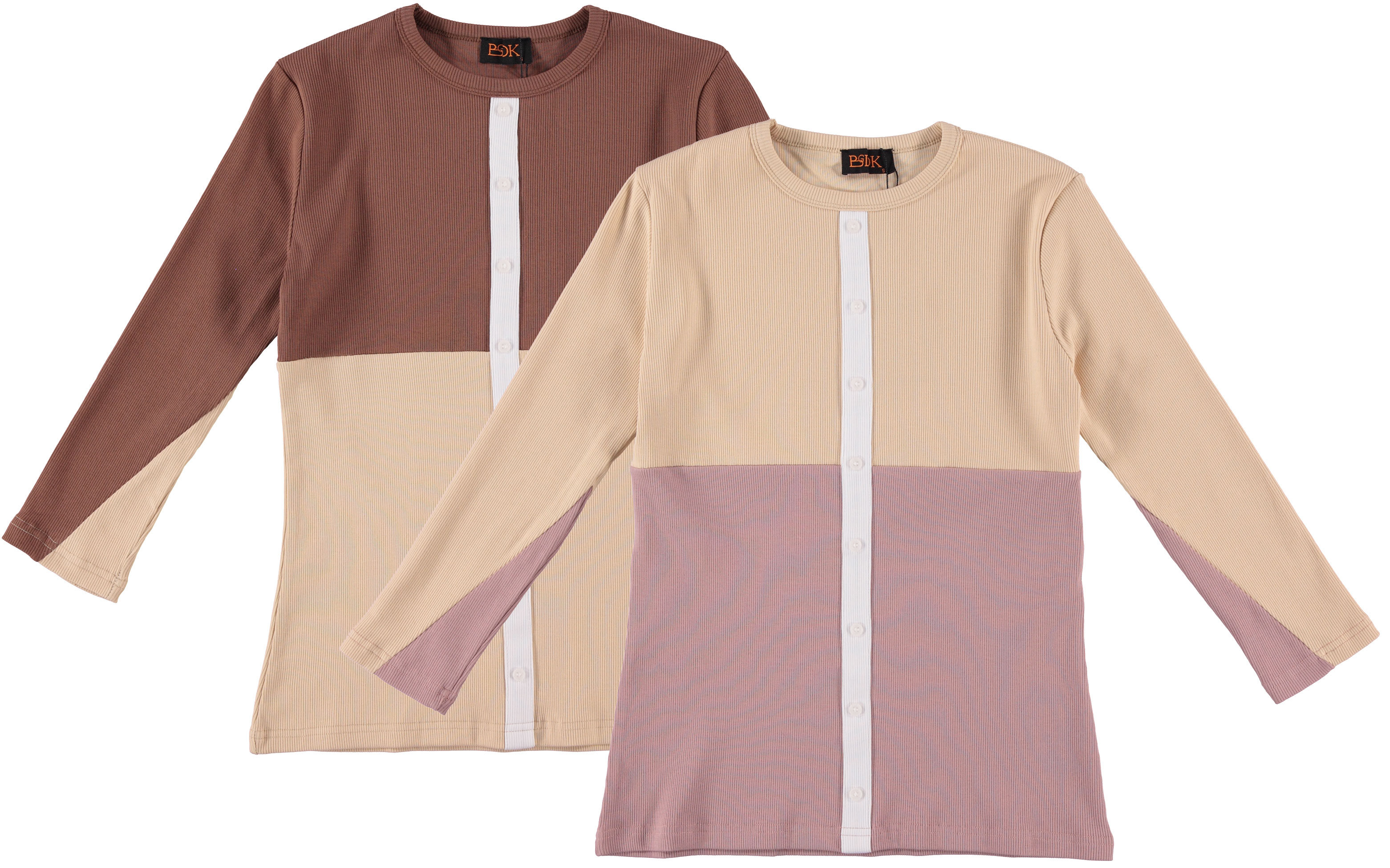 Women's 3/4 Sleeve Ribbed Colorblock Tee - Double Header USA