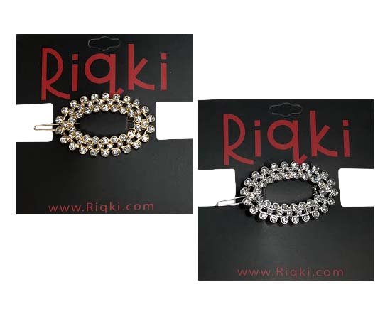 Crystal Round Hair Clip - Double Header USA