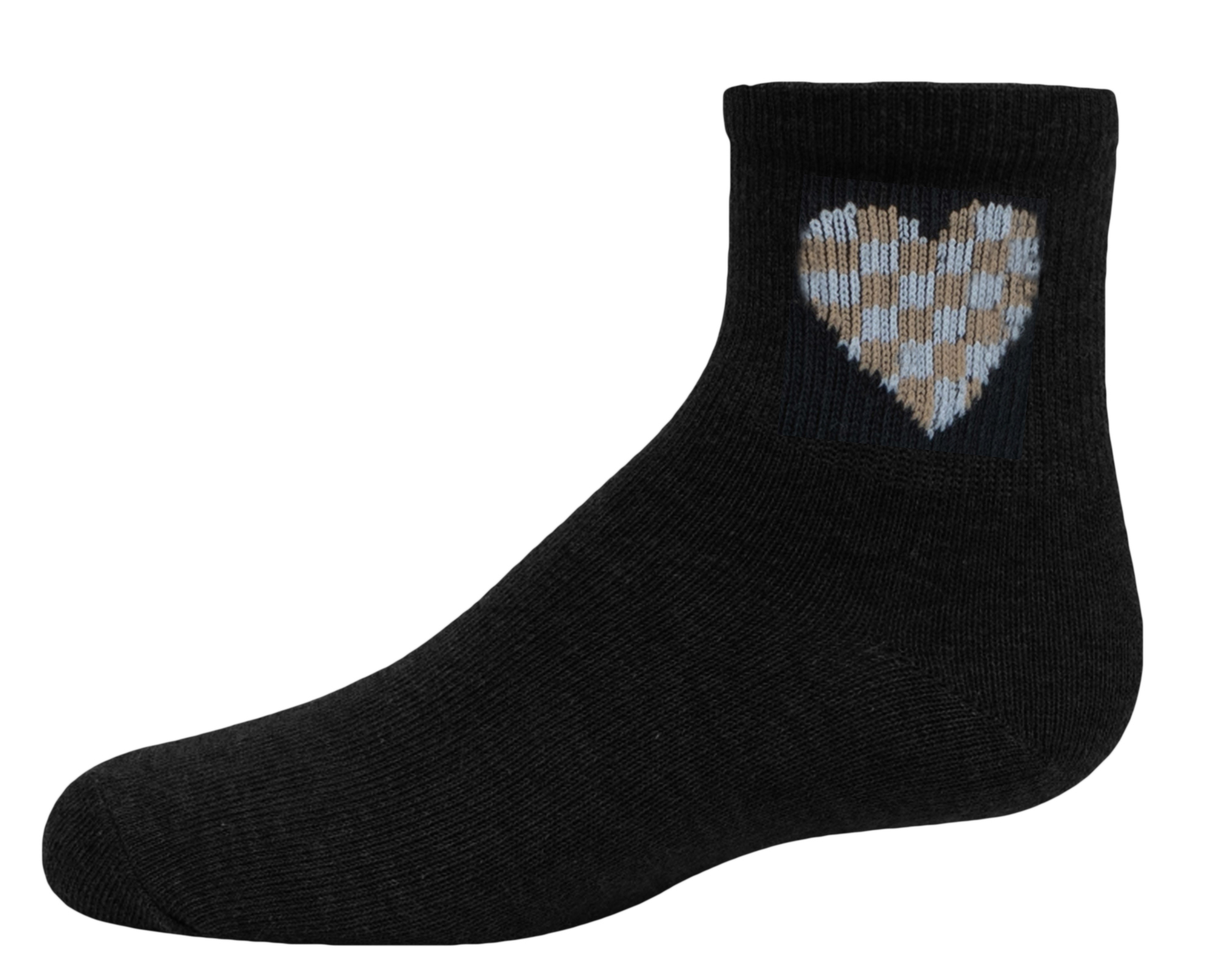 Girls Checkered Heart Ankle Sock - Double Header USA