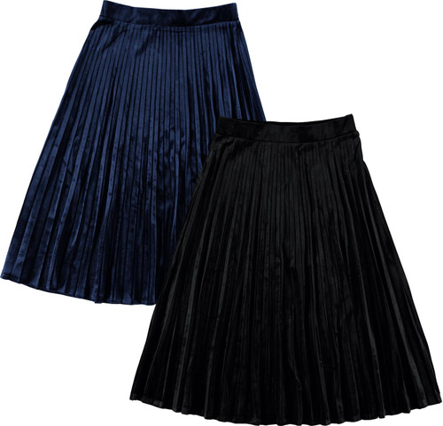 Womens 27" Pleated Velour Skirt - Double Header USA