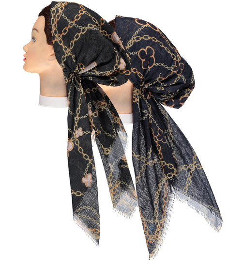 Women's Chain Clover Pre-tied Headscarf - Double Header USA