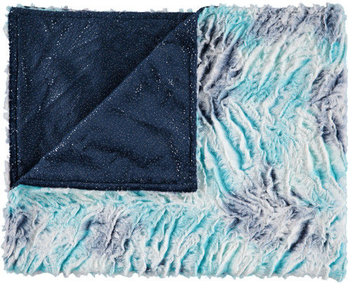 Prims Aquamarine/Glitter Minky Navy & Silver Blanket - Double Header USA
