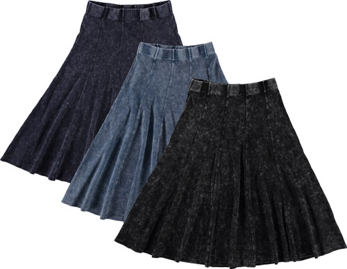 Womens 25/27 Inches Rib Stonewash Panel Skirt - Double Header USA