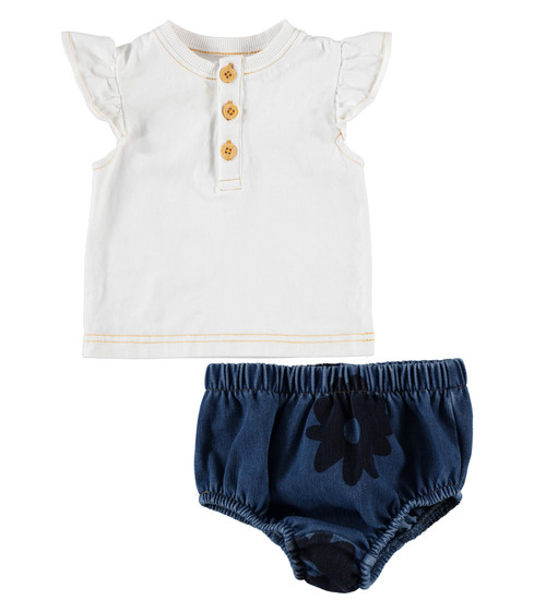 Baby Knit Denim Floral Outfit - Double Header USA
