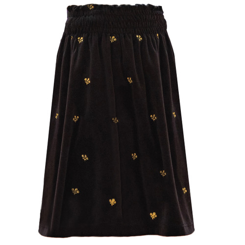 Girls High Waisted Embroidered Velour Skirt - Double Header USA