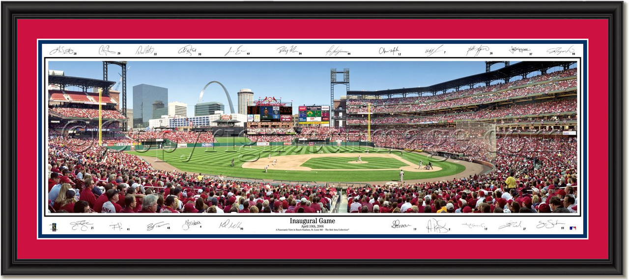 St. Louis Cardinals, Inaugural Game Busch Stadium Signed Poster MLB Picture
