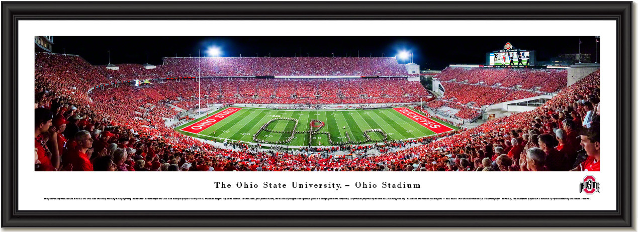 Script Ohio Football Stadium Panoramic Framed Picture