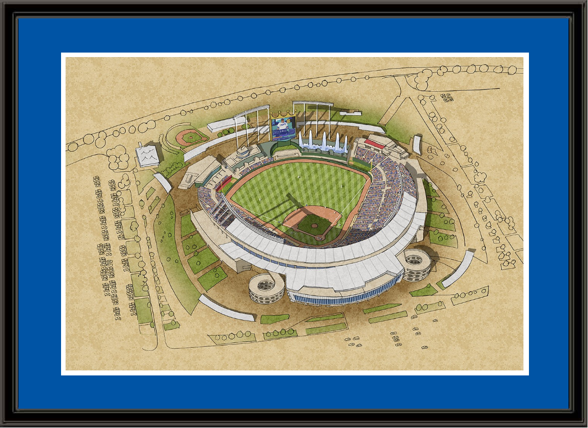 Kansas City Royals Kauffman Stadium Framed Illustration