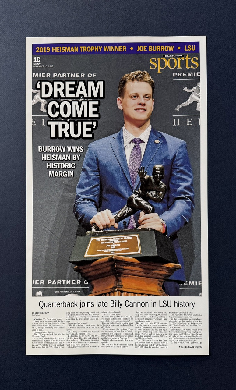 Joe Burrow Heisman Award - MyTeamPrints.com