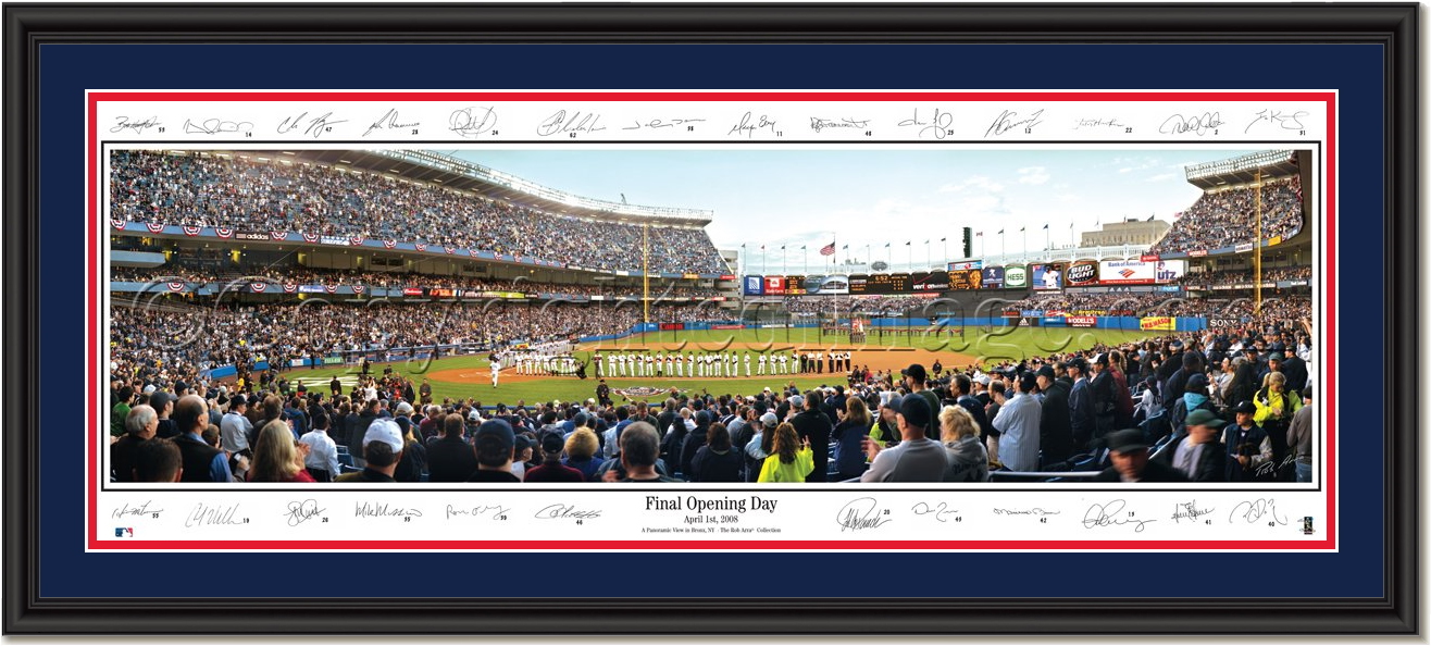 NY Yankees Final Opening Day Poster with Signatures
