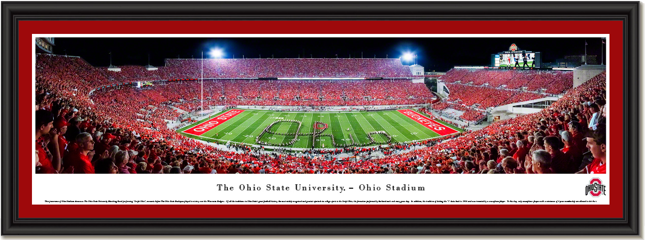 Script Ohio Football Stadium Panoramic Framed Picture