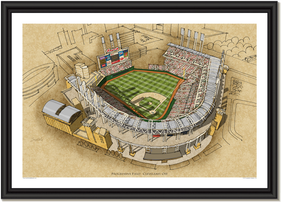 Progressive Field Large Illustration Home of Cleveland Indians