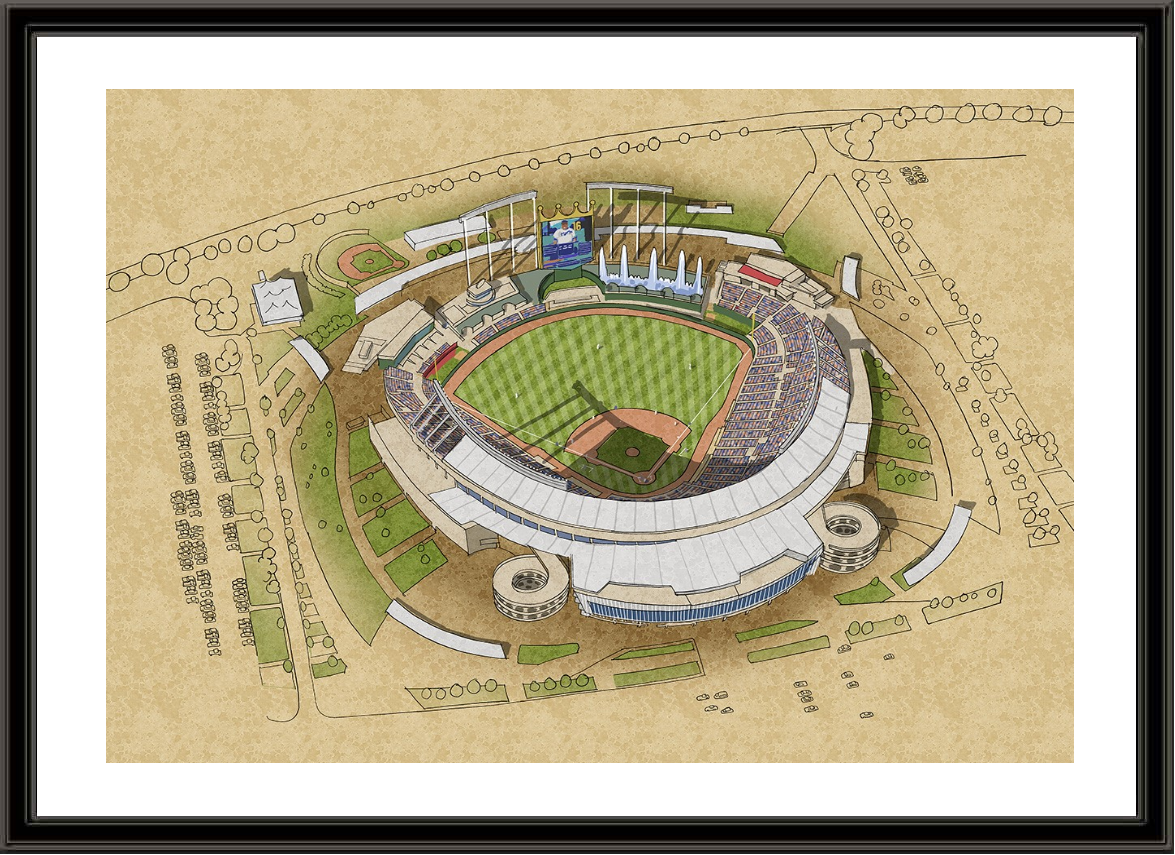 Kansas City Royals Kauffman Stadium Framed Illustration