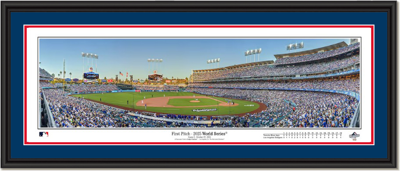 2024 World Series First Pitch At Dodger Stadium Framed Print