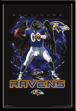 Baltimore Ravens Lightning Graphic Fan Poster Framed Sports Prints