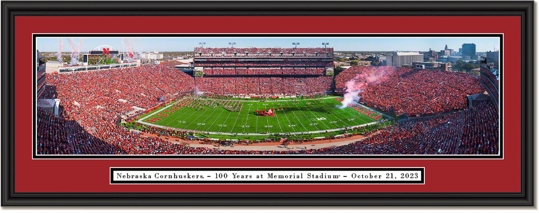 Nebraska Cornhuskers Football - 100 Years at Memorial Stadium - Framed ...