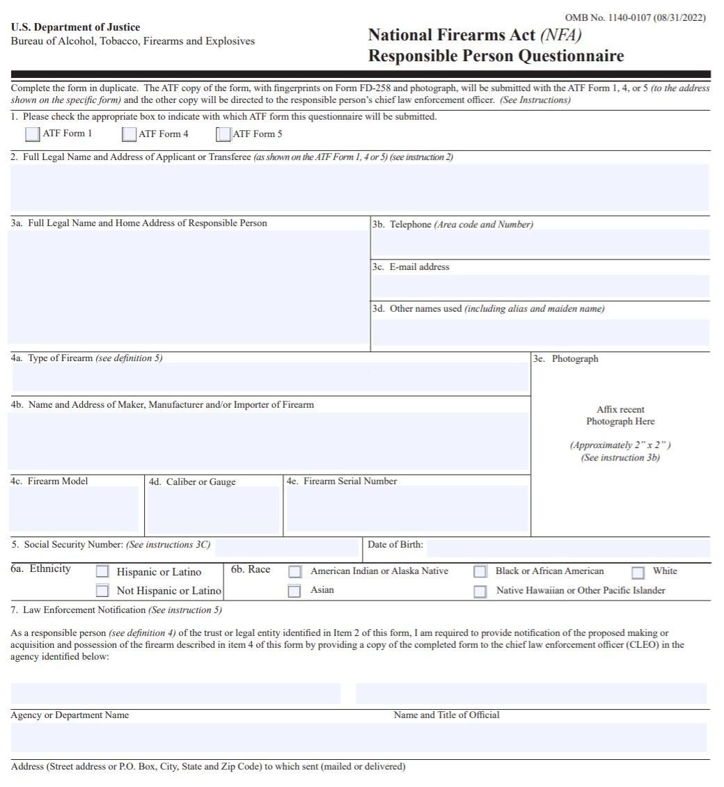 How to Complete the Responsible Person Questionnaire for NFA Gun Trusts ...