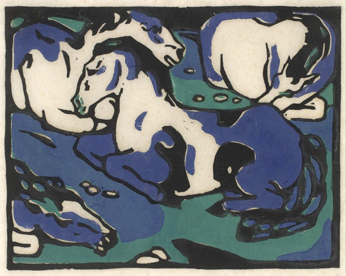 Art Prints of Two Blue Horses by Franz Marc