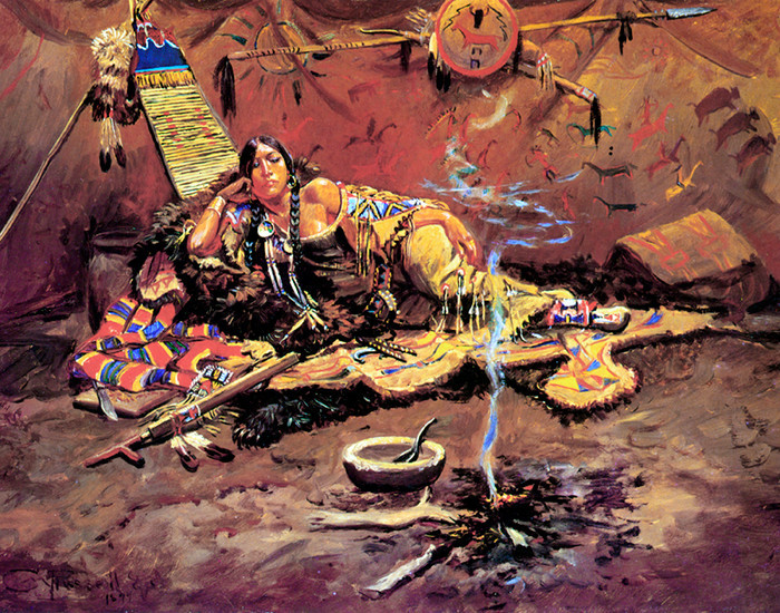 Art Prints of Waiting & Mad by Charles Marion Russell