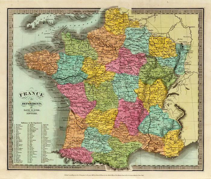 Art Prints of France in Departments, 1835 by David H. Burr