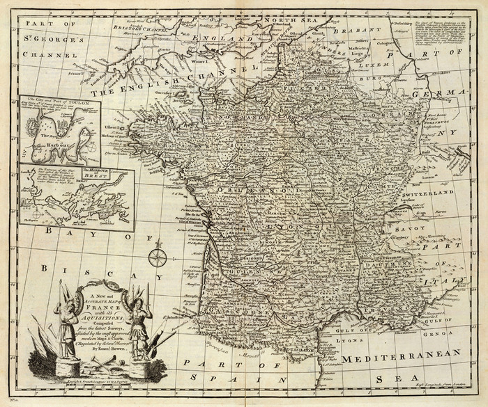 Art Prints of Map of France, 1747 by Emanuel Bowen