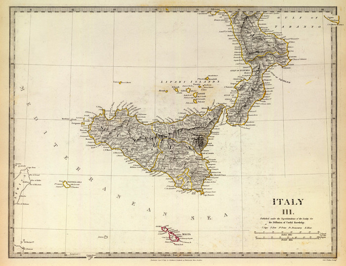 Art Prints of Italy III, 1830 , Great Britain Map