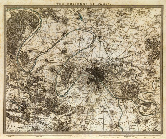 Art Prints of Paris Environs, 1832 , Great Britain Map