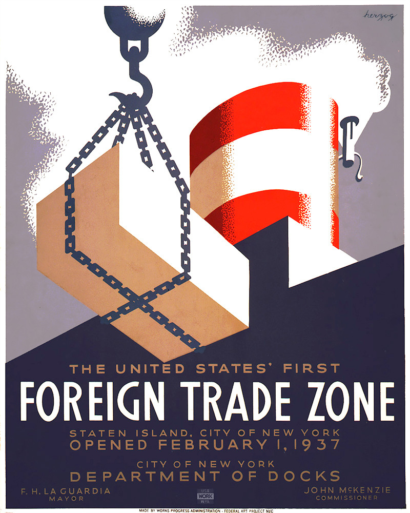 Art Prints of The United States First Foreign Trade Zone Poster