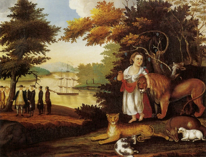 Art Prints of Landscape with Cows & Sheep by Edward Hicks