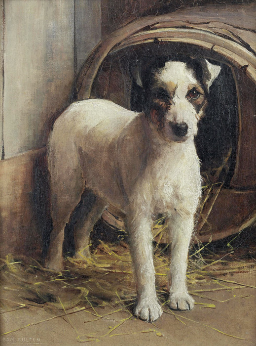Art Prints of Foxhound in a Kennel by Samuel Fulton