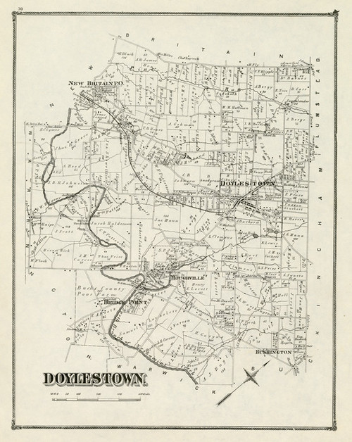 Art Prints of Doylestown, 1876, Bucks County Vintage Map